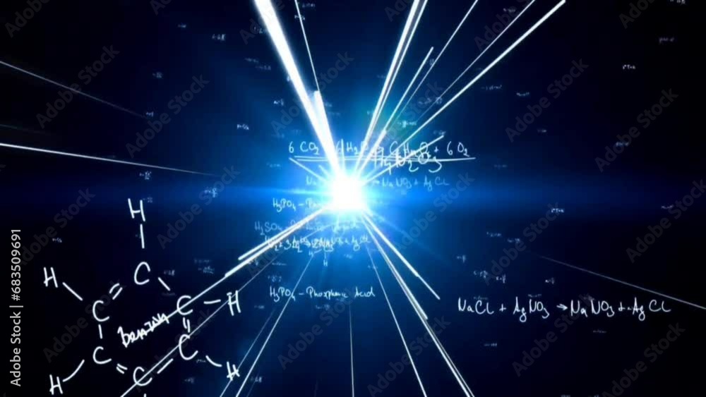 Chemistry animation video effect Black background overly effect blue ...