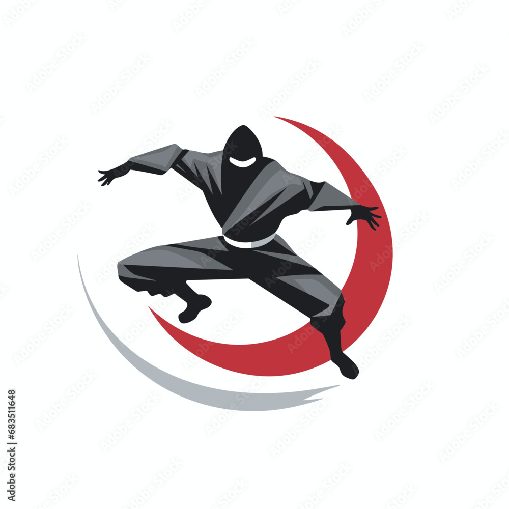 Ninja fighting,Ninja throwing shuriken,A minimal and simple vector ...