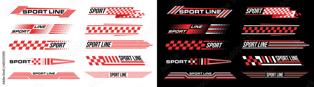 Racing stripes geometric lines design racing car hood sticker, dynamic ...