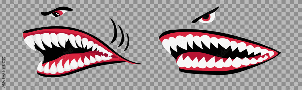 Shark teeth plane vector clipart. Tiger shark bomber illustration ...
