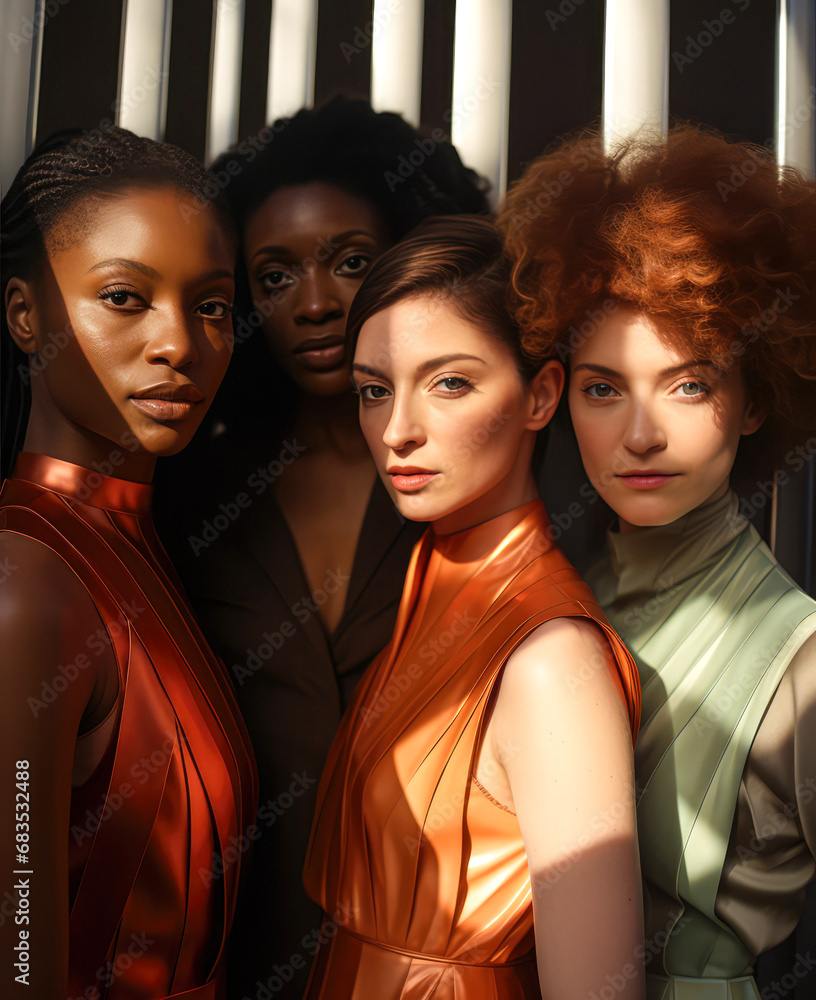 Beautiful young women of different colors and skin types who look like ...