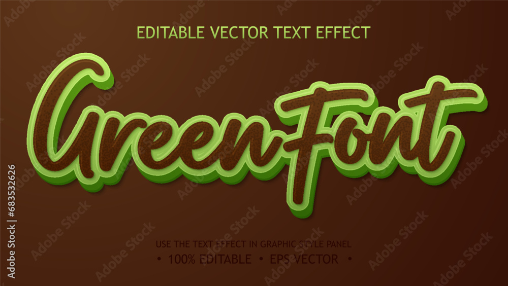 3d editable text effect green and brown natural font. Text effect ...