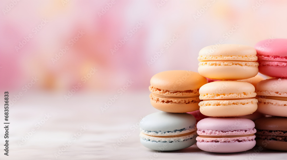 Macaroons Background with a place to copy, pastel colors. Delicious ...