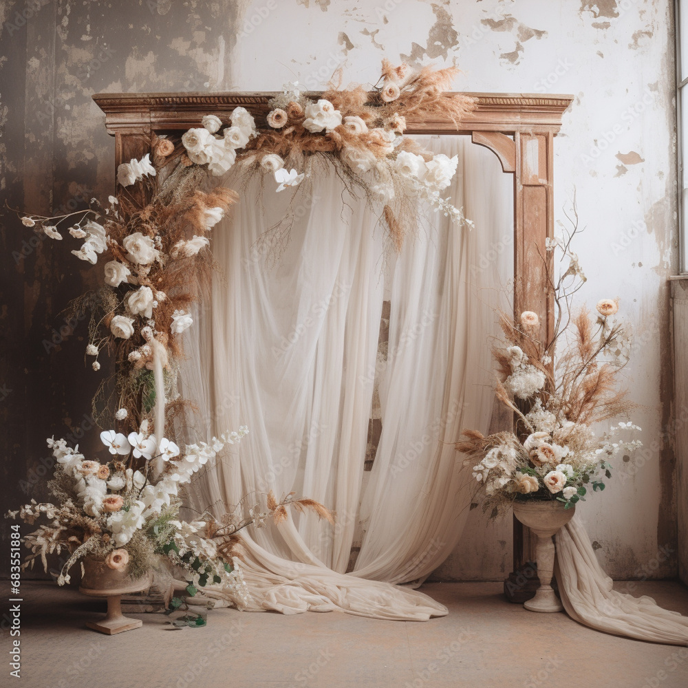 Boho Floral Arch Backdrop, Maternity Backdrop Overlays, Floral ...