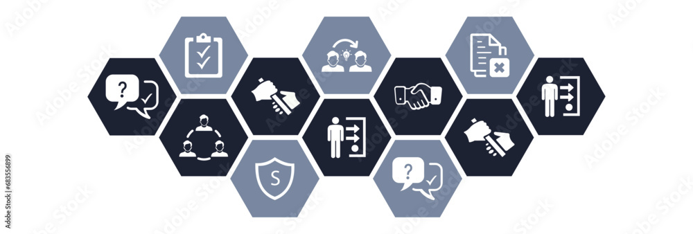 offboarding hr measures vector illustration. Concept with connected ...