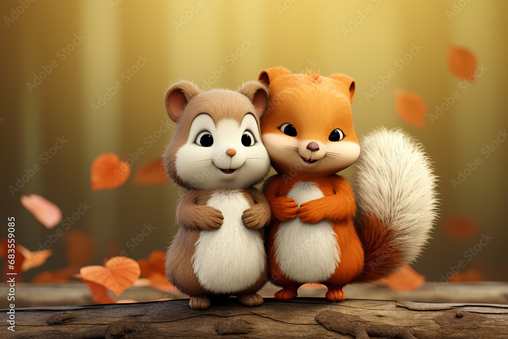 National Hugging Day. Cute animated animals hug each other. celebration ...