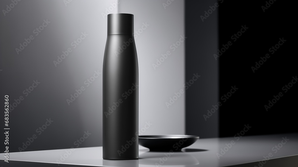 A sleek matte bottle with a reflective surface and smooth texture ...
