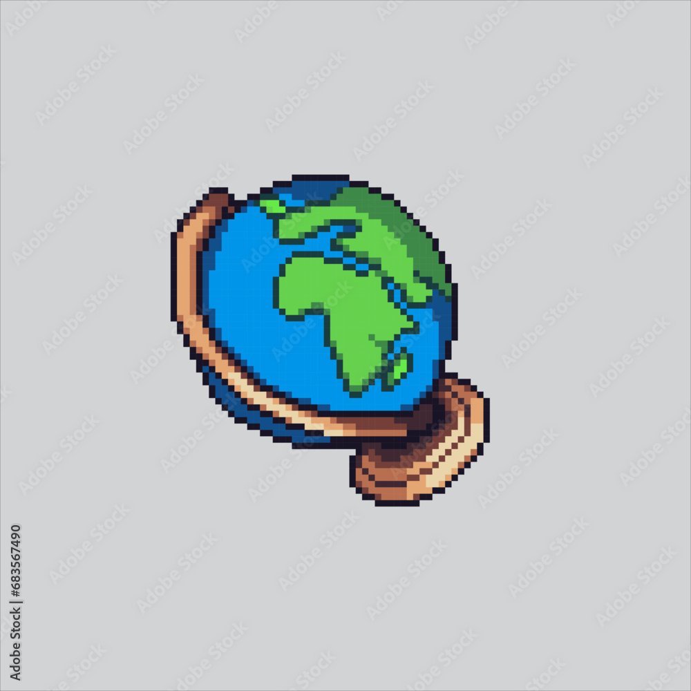 Pixel art illustration Globe. Pixelated Globe. School Globe Education ...