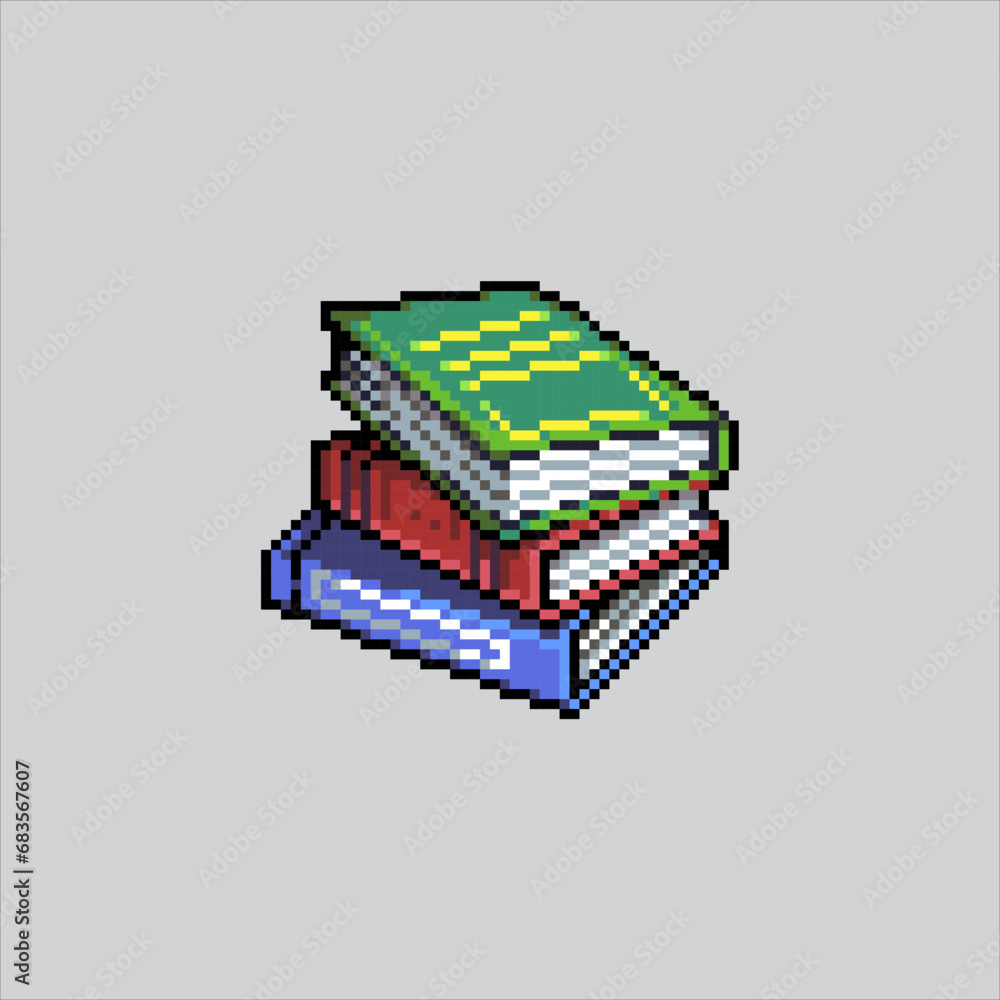 Pixel art illustration Books. Pixelated Books. School Book Education ...