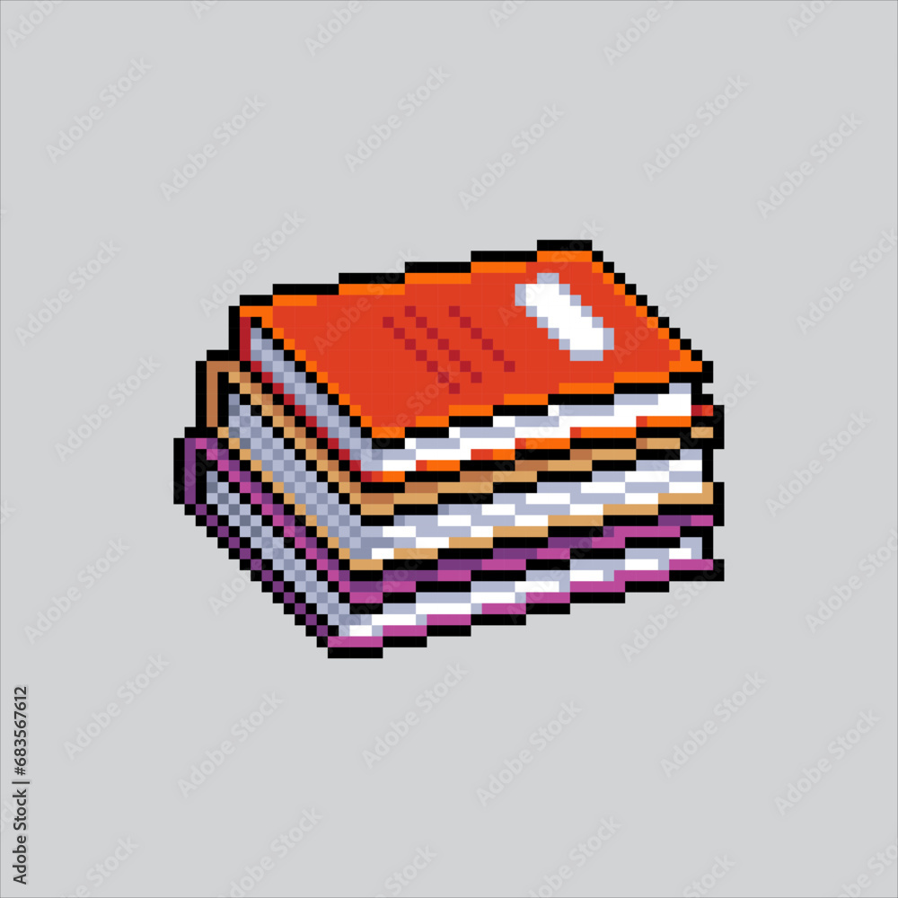 Pixel art illustration Books. Pixelated Books. School Book Education pixelated for the pixel art ...
