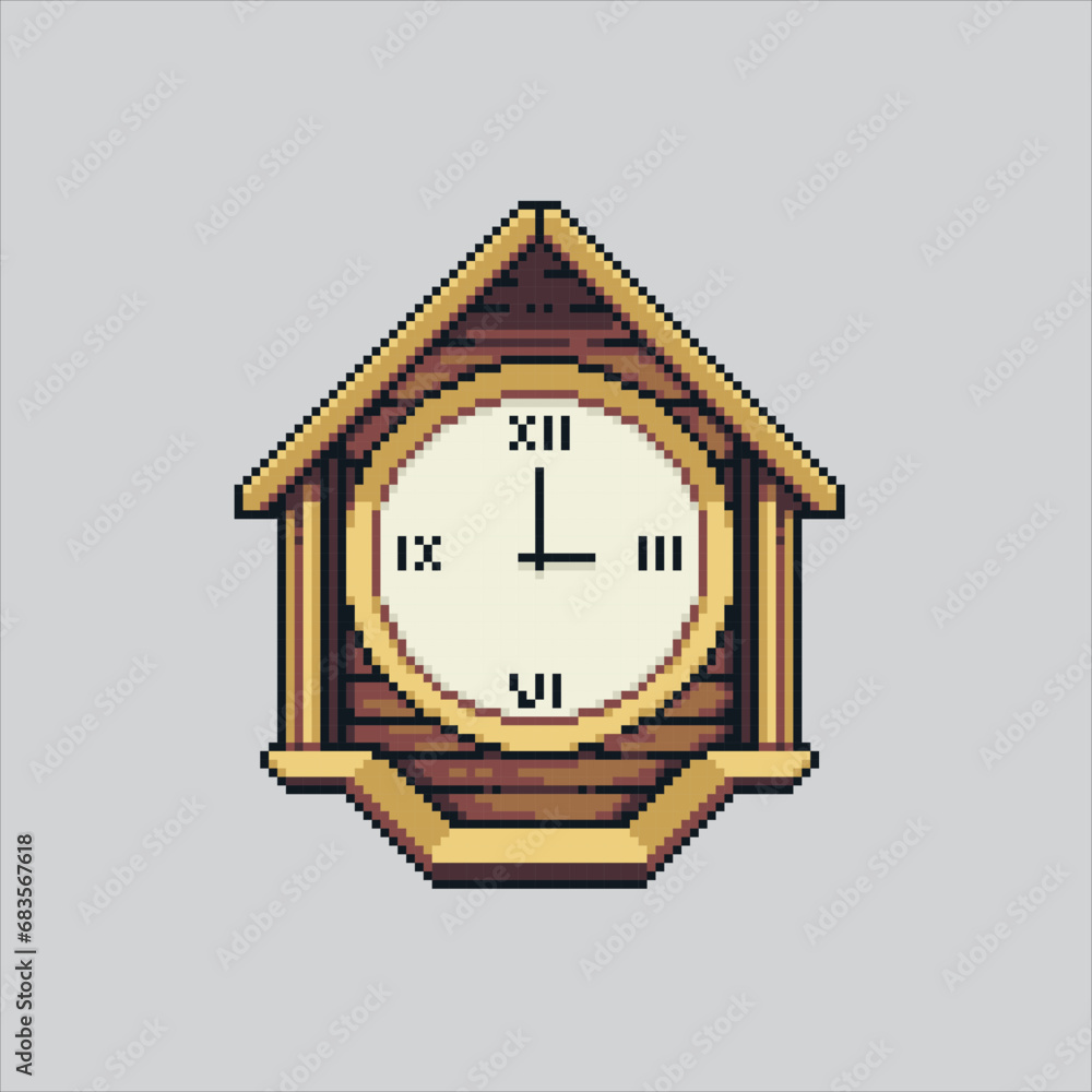Pixel art illustration Clock. Pixelated Wall Clock. School wall Clock ...