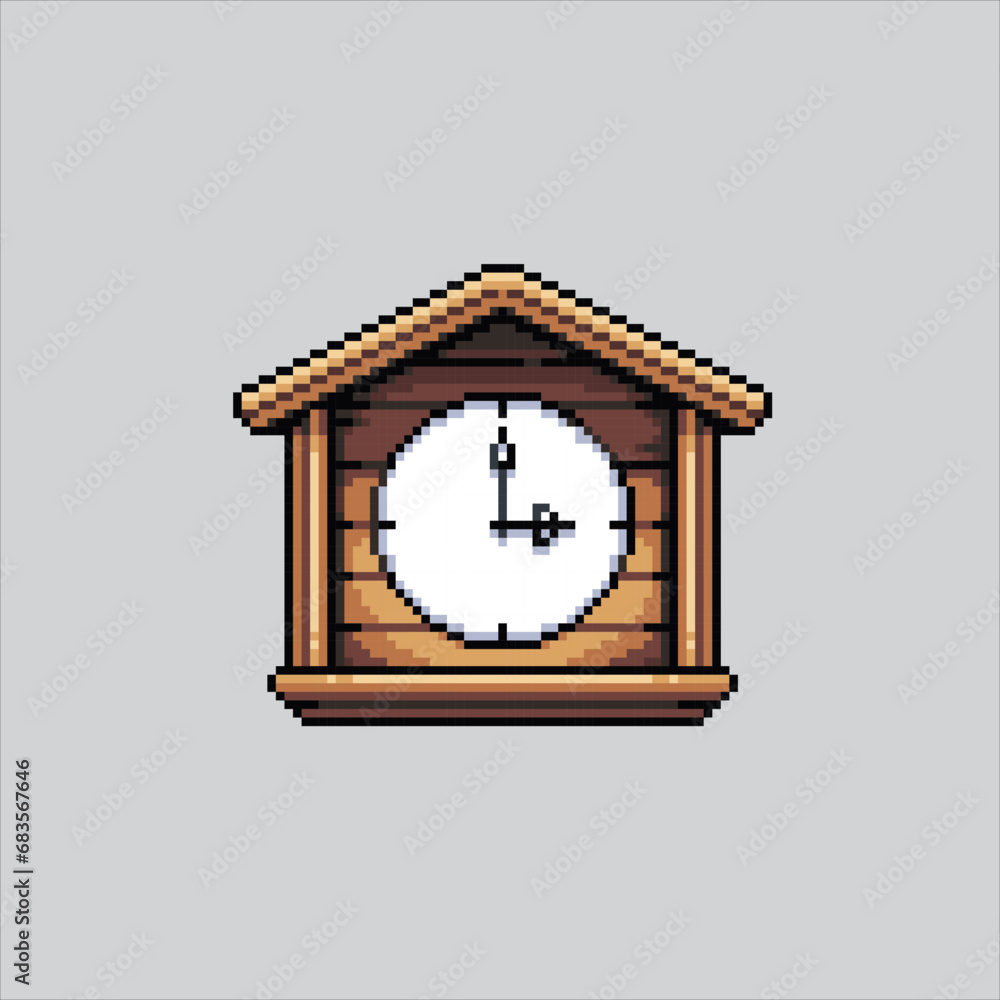 Pixel art illustration Clock. Pixelated Wall Clock. School wall Clock ...