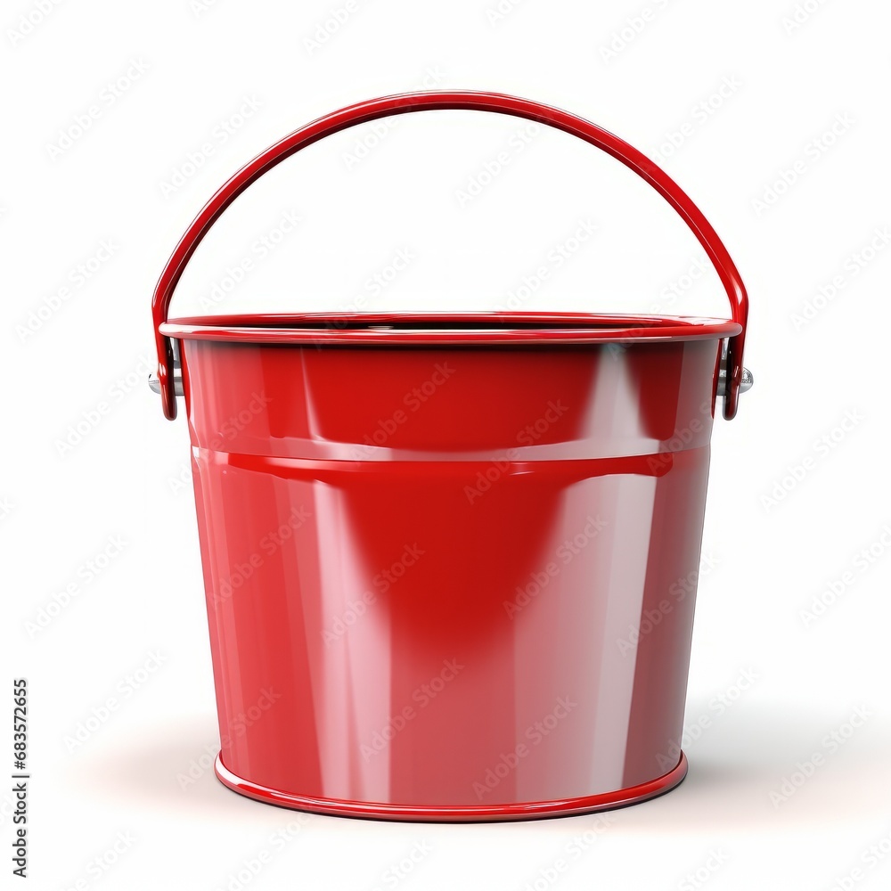 Unveiling Simplicity: A Vibrant Red Metal Bucket Isolated on a Pure ...