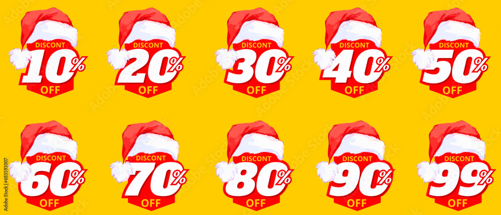 Christmas discount label vector illustration set, sale banner for ...