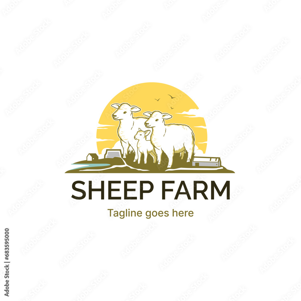 Sheep farm logo Stock Vector | Adobe Stock
