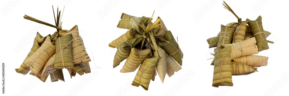 A group of lepet ketan on white background. Lepet ketan is a ...