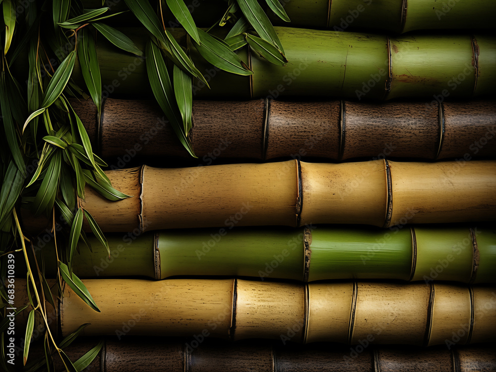 bamboo chutes with leaves Stock Illustration | Adobe Stock