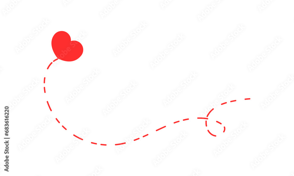 Vector red heart shape with line on white background with copy space ...