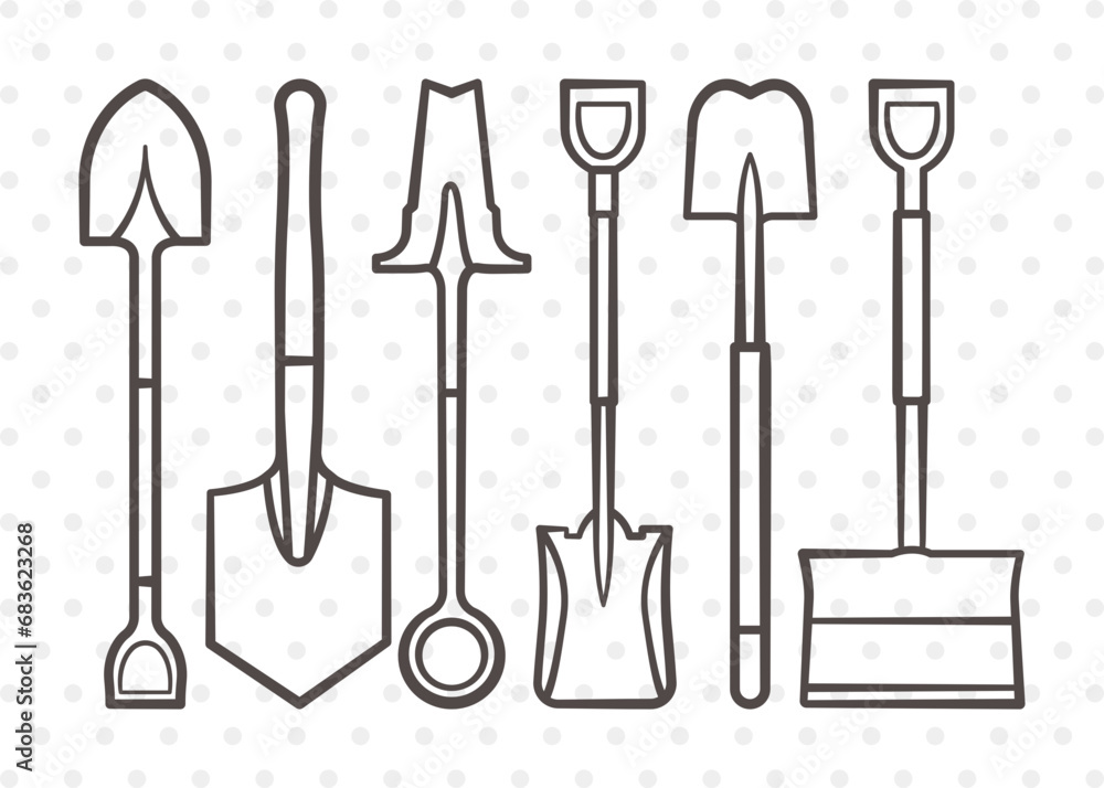 Vetor de Shovel Clipart SVG Cut File | Gardening Svg | Miner Shovel Svg ...
