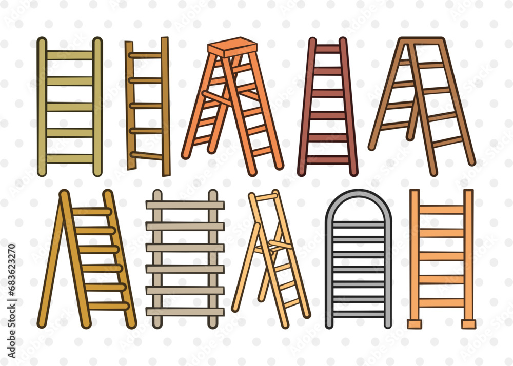 Ladder Clipart SVG Cut File | Step Ladder Svg | Ladder Svg | General ...