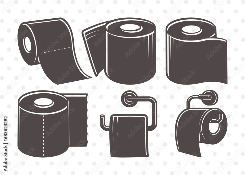 Vetor de Toilet Paper Clipart SVG Cut File | Hanging Tissue Paper Svg ...