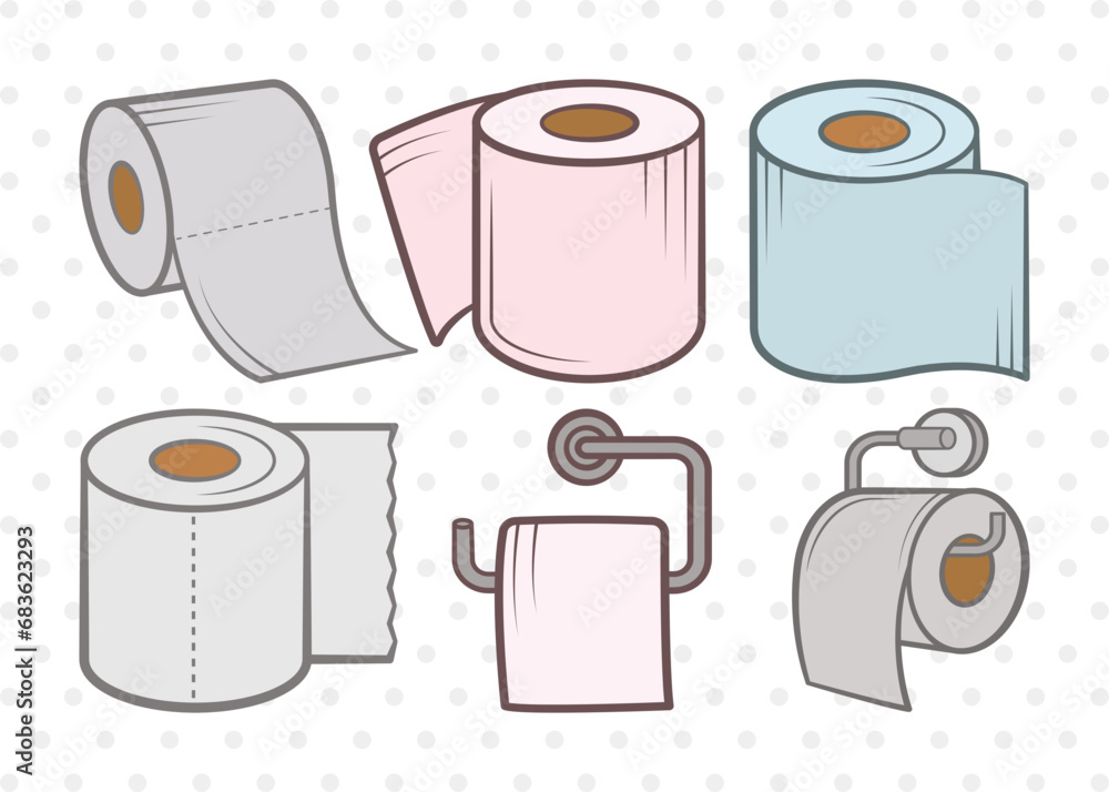 Vetor de Toilet Paper Clipart SVG Cut File | Hanging Tissue Paper Svg ...