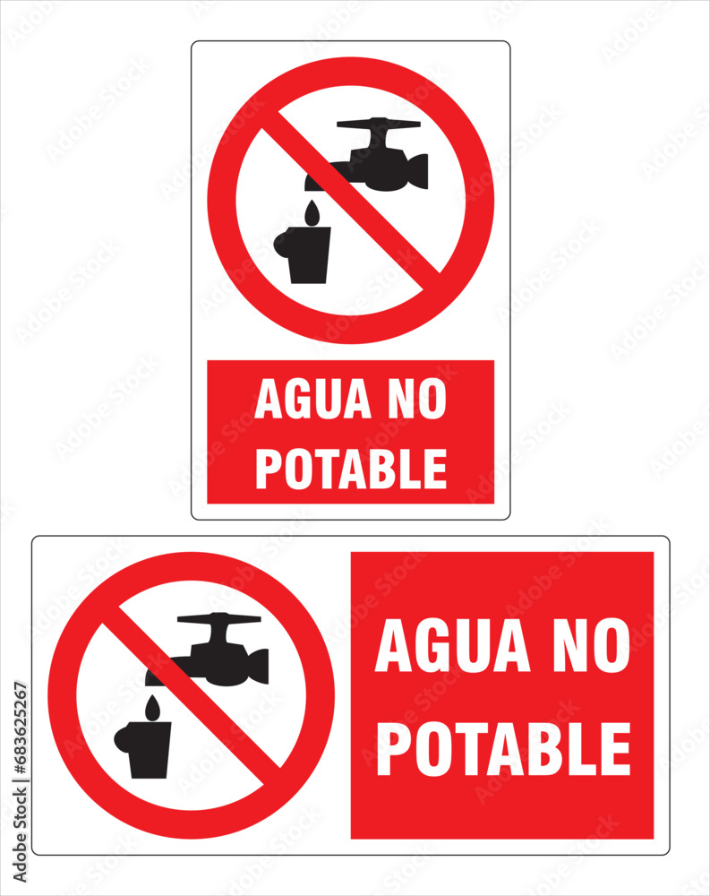 prohibido, agua no potable, no beba esta agua, agua, atención ... prohibido, agua no potable, no beba esta agua, agua, atención ...