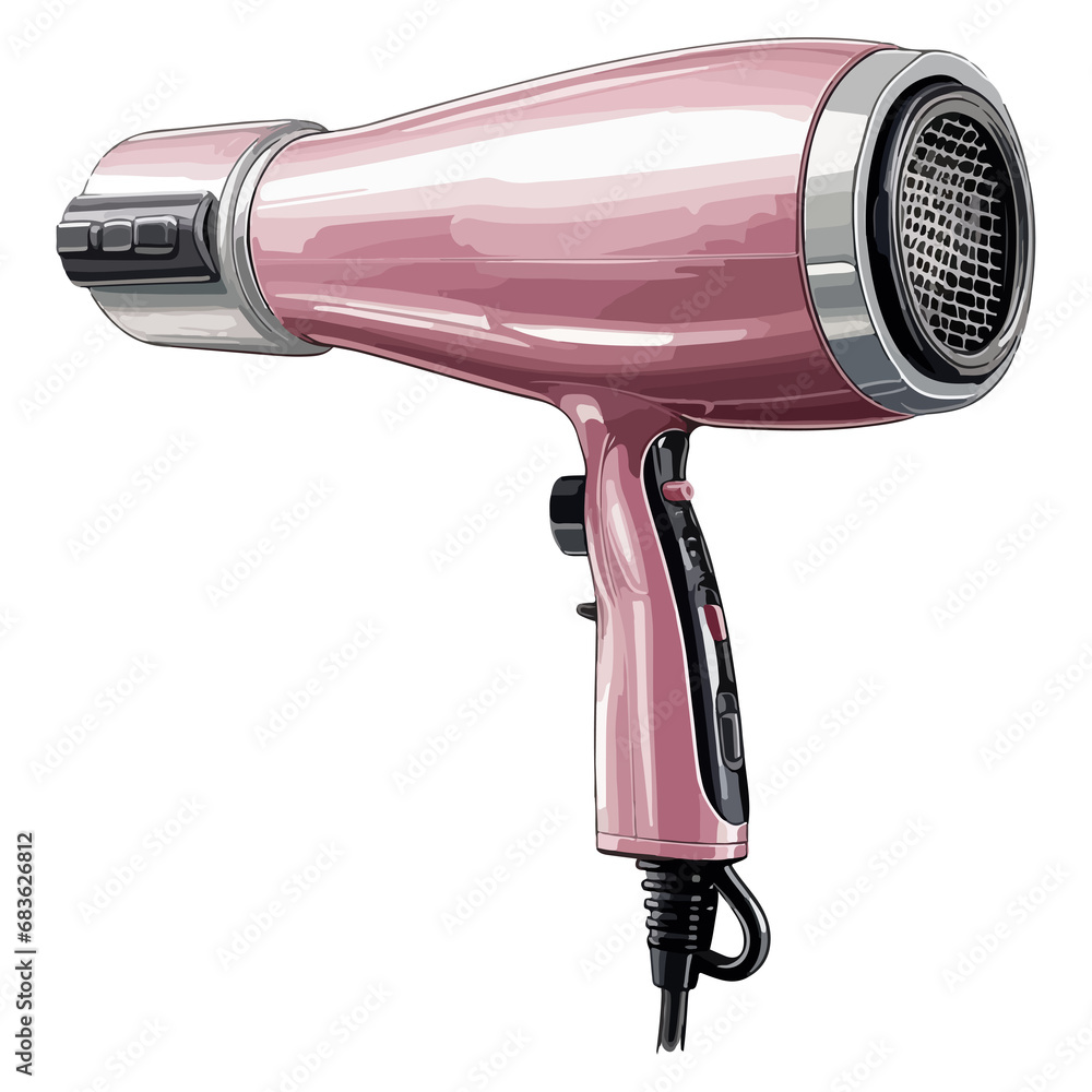 Hair dryer in cartoon style on transparent background, Hair dryer ...