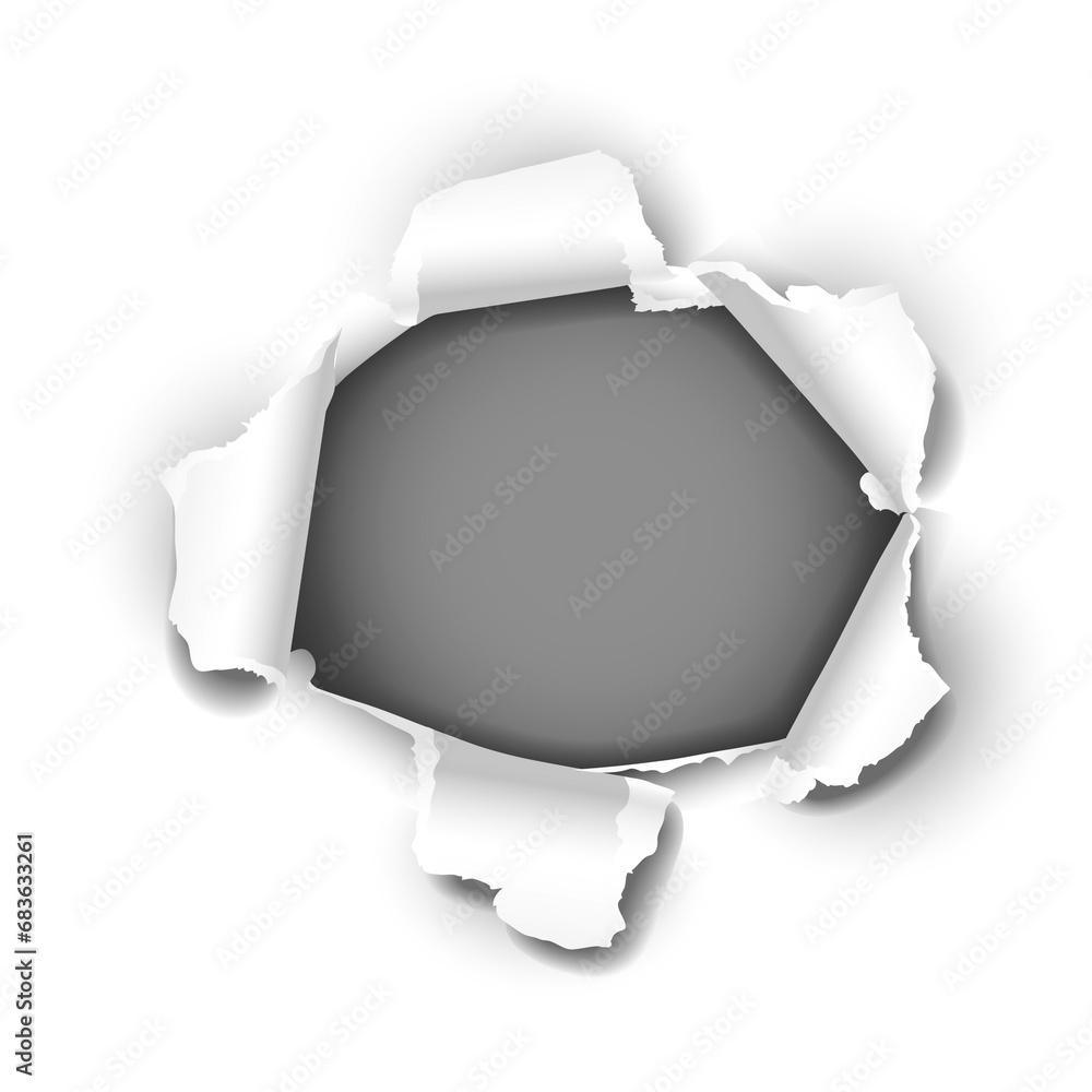 Paper hole with torn edges design template. Royalty high-quality free ...
