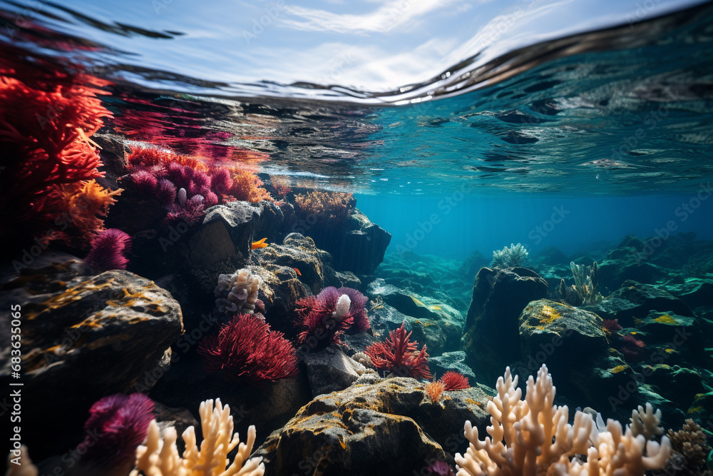 vibrant ecological significance of island seas, embodying marine life ...