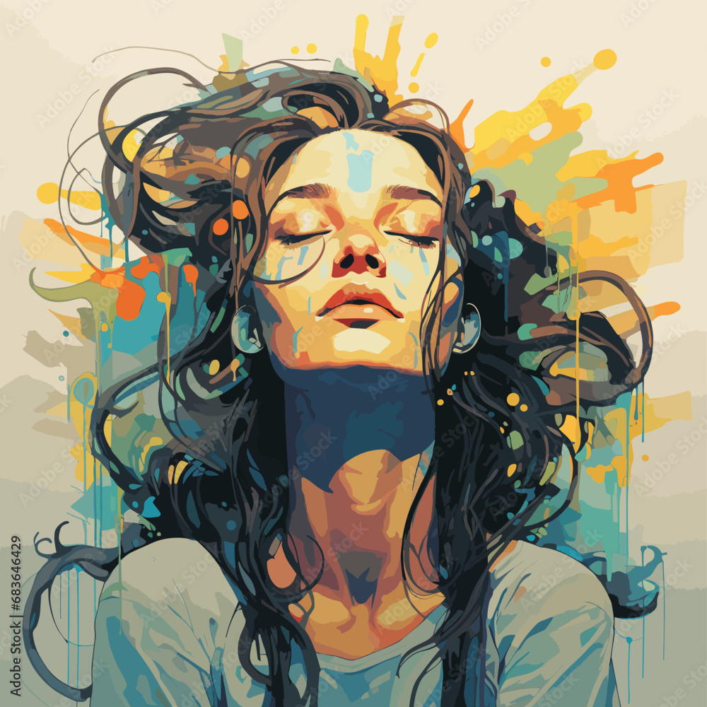 Graphic image woman face color 2 Stock Vector | Adobe Stock