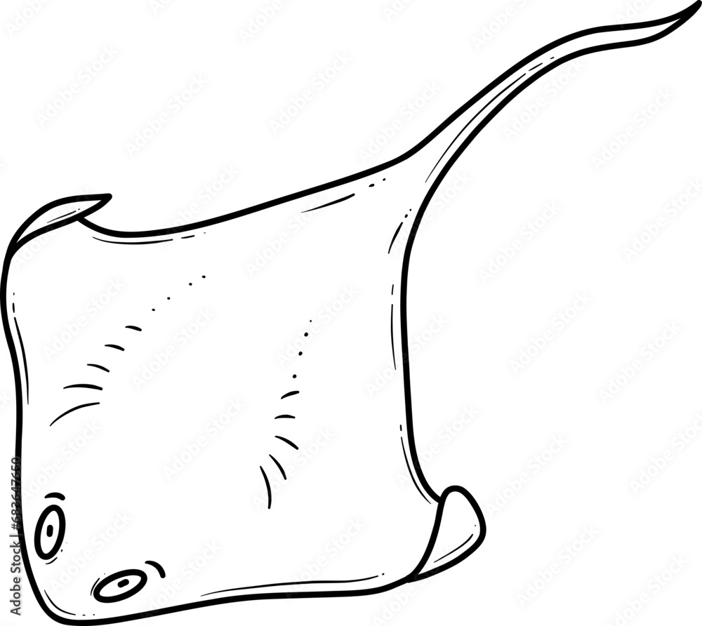 stingray cartoon outline Stock Vector | Adobe Stock