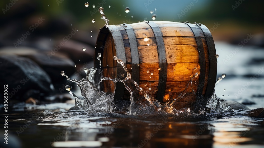 Rain Falling Wooden Barrel Full Water, Wallpaper Pictures, Background ...