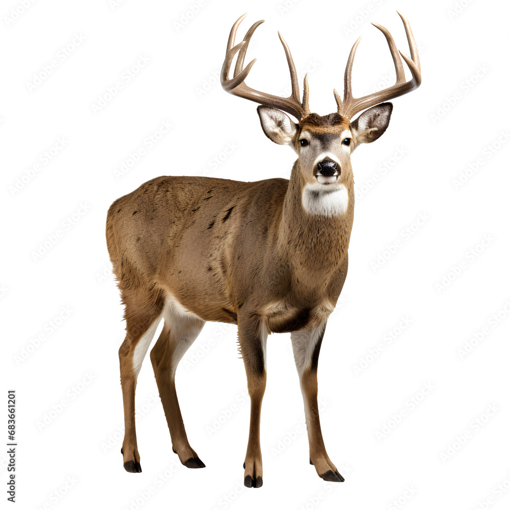 Portrait of a deer full body isolated on transparent background cutout ...