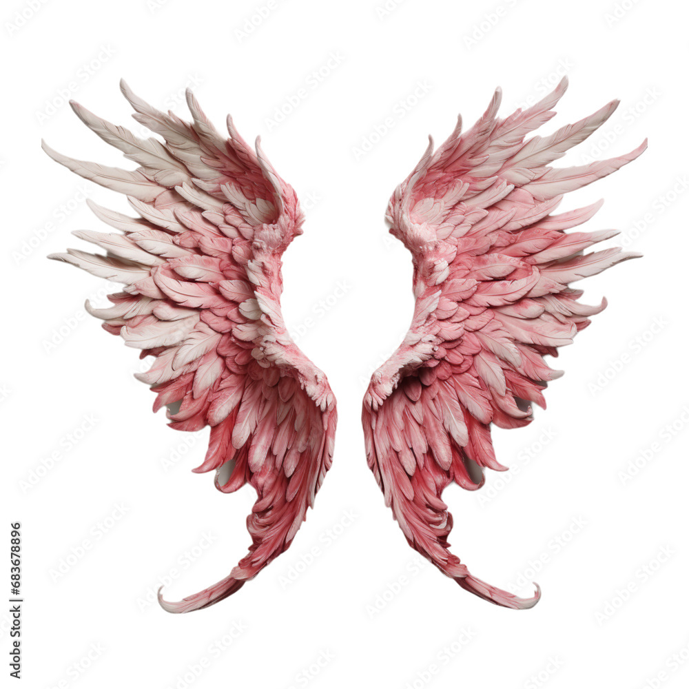 illustration of a pink angel wings isolated in the transparent ...