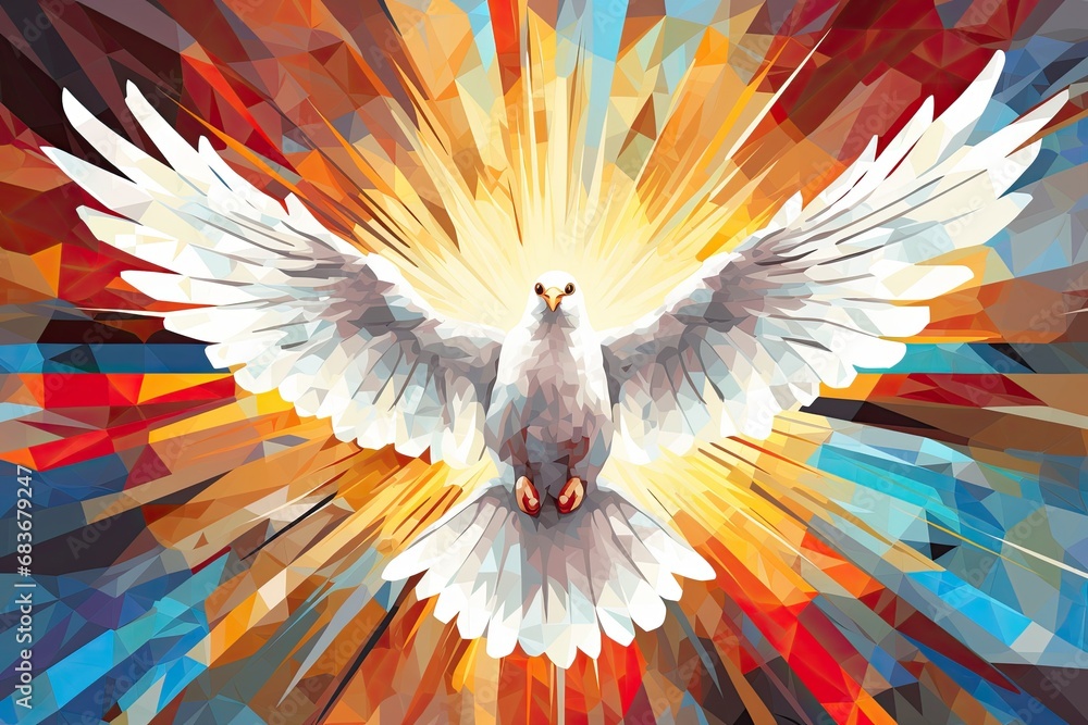 Abstract background with a flying dove. Graphic and Biblical ...