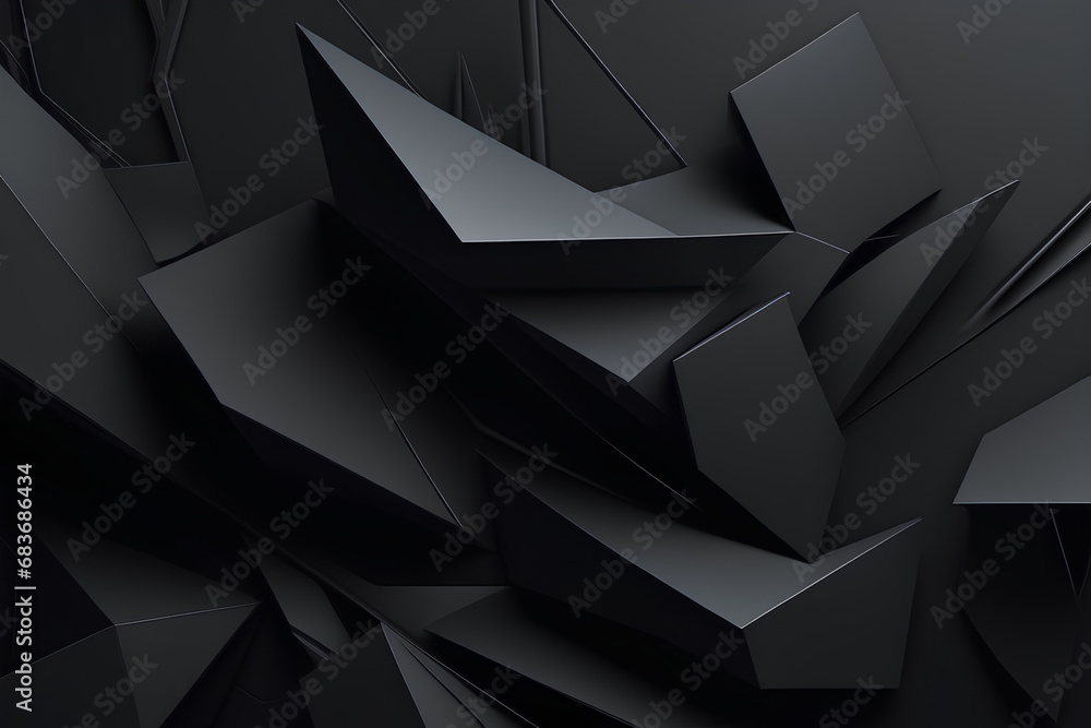abstract black shapes background, Abstract dark theme background, Black ...