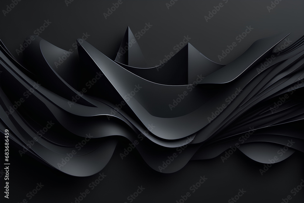 abstract black shapes background, Abstract dark theme background, Black ...