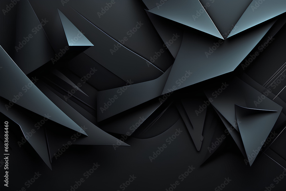 abstract black shapes background, Abstract dark theme background, Black ...
