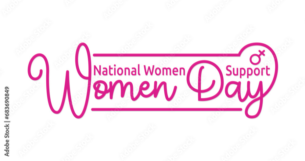 National Women Support Women Day lettering text. Modern handwritten ...
