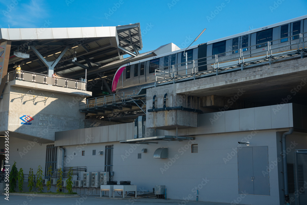 Bangkok, Thailand-November 25, 2023: Sky train of metropolitan rapid ...