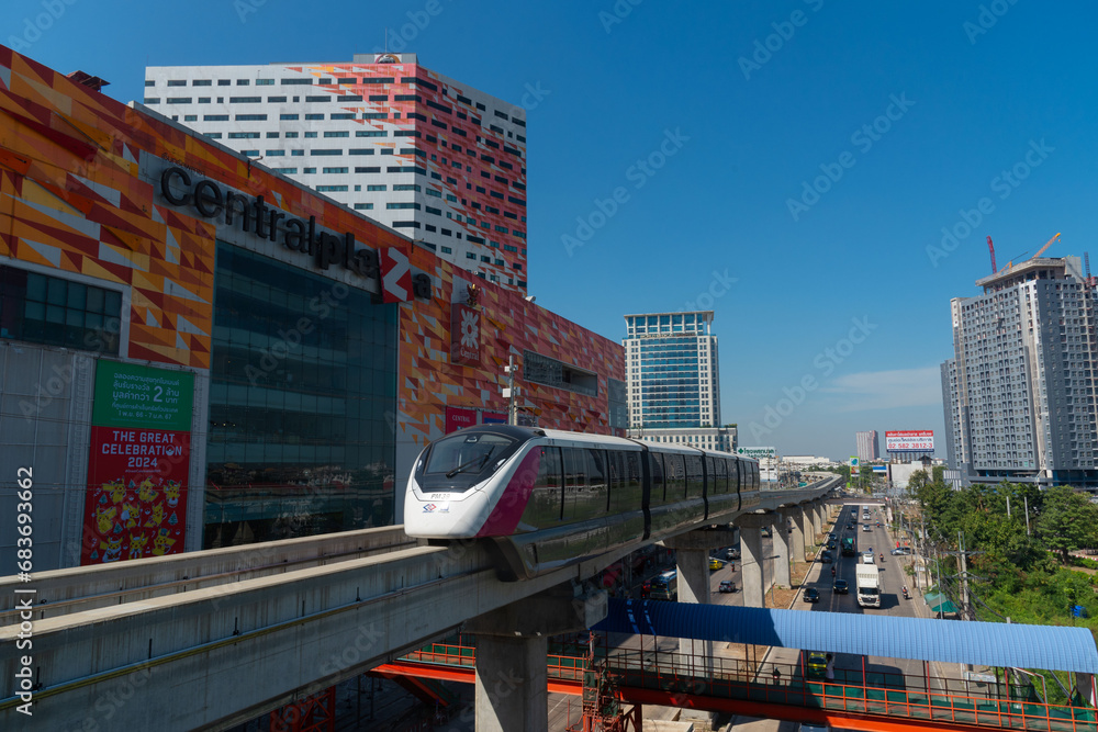 Bangkok, Thailand-November 25, 2023: Sky train of metropolitan rapid ...