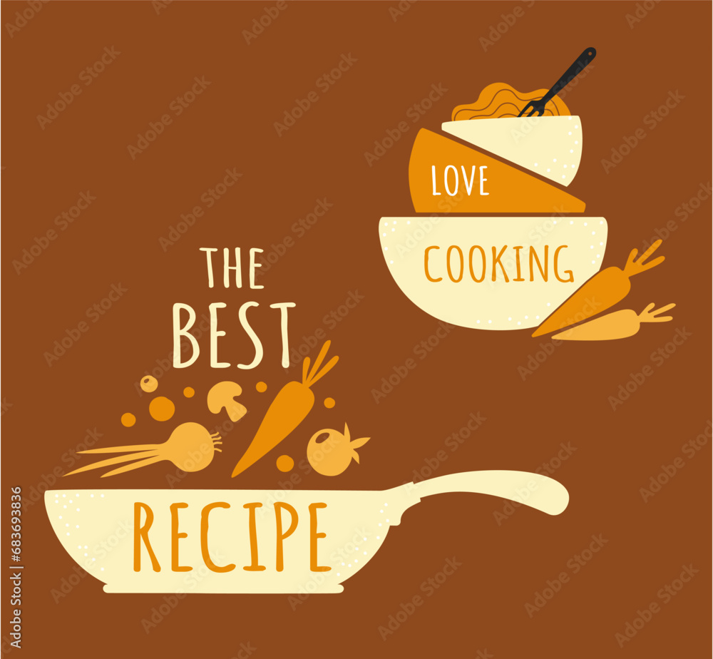 Cook logo. Restaurant kitchen chef emblem. Dinner best recipe. Love ...
