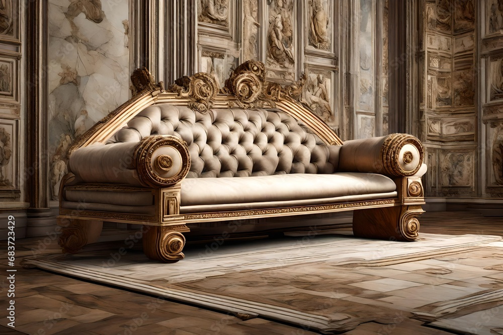 Showcase the regal beauty of a Roman Couch with classical Roman ...