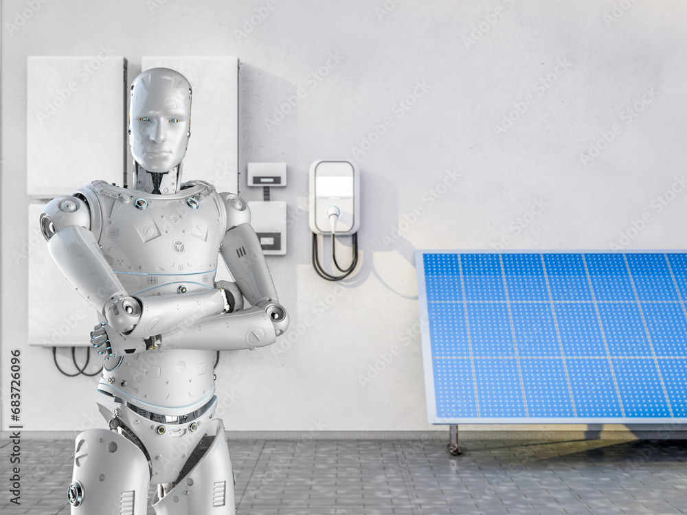 Photo & Art Print Robot control smart energy storage system with solar ...