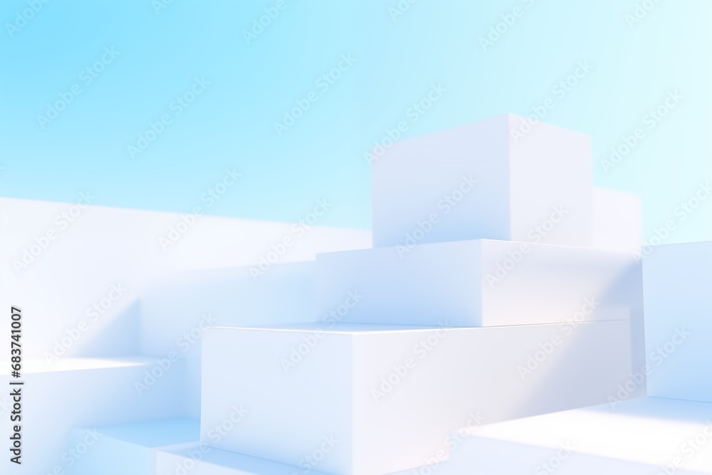 An abstract image showcasing a series of white three-dimensional blocks ...