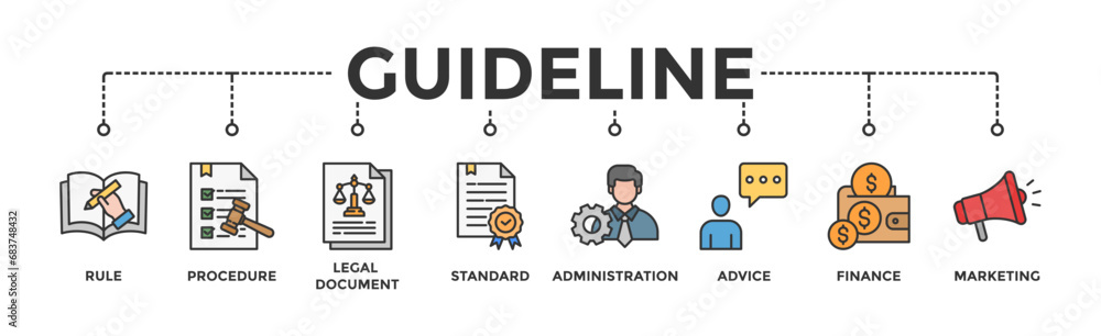 Guideline banner web icon vector illustration concept with icon of rule ...