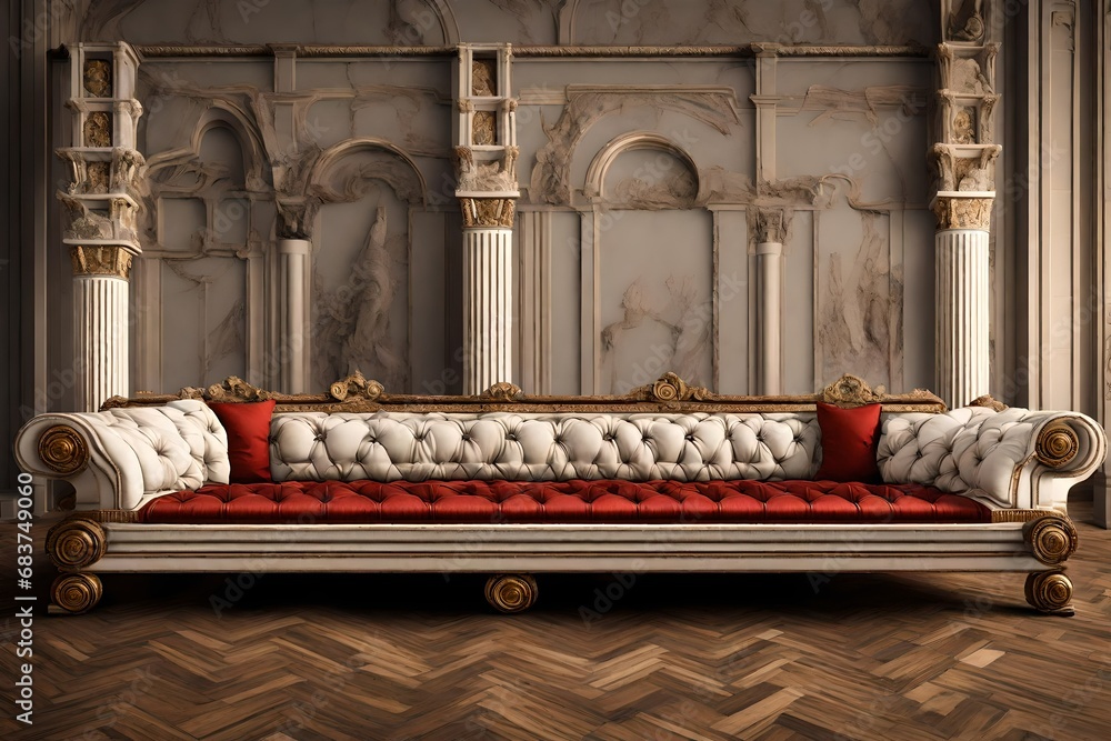 Showcase the regal beauty of a Roman Couch with classical Roman ...