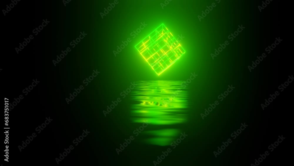 green neon box. Neon Design 4K video with various neon elements and a ...