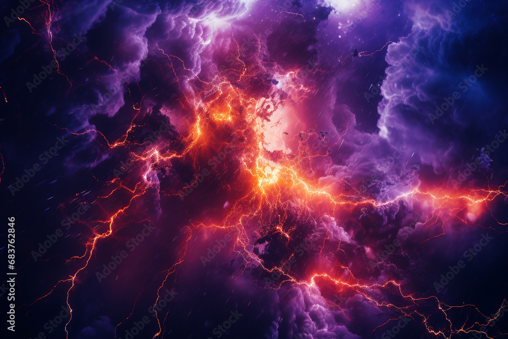 multicolor dynamic and electrifying combination of a thunderstorm with ...